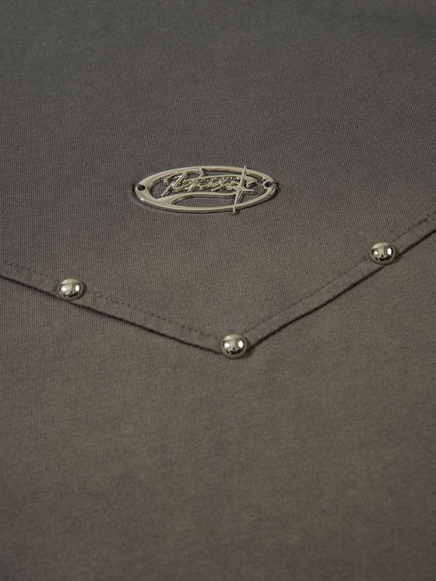 Thesupermade Vintage Washed Stitching Rivets Decorated T-shirt