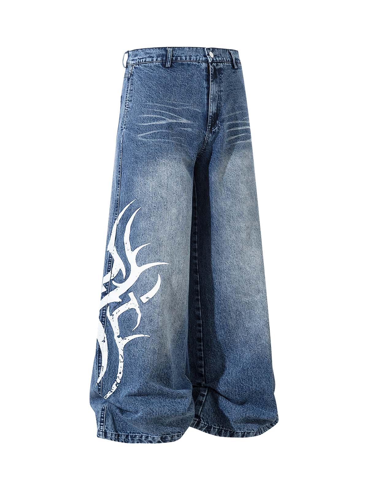 Washed Print Straight Jeans | Thesupermade®