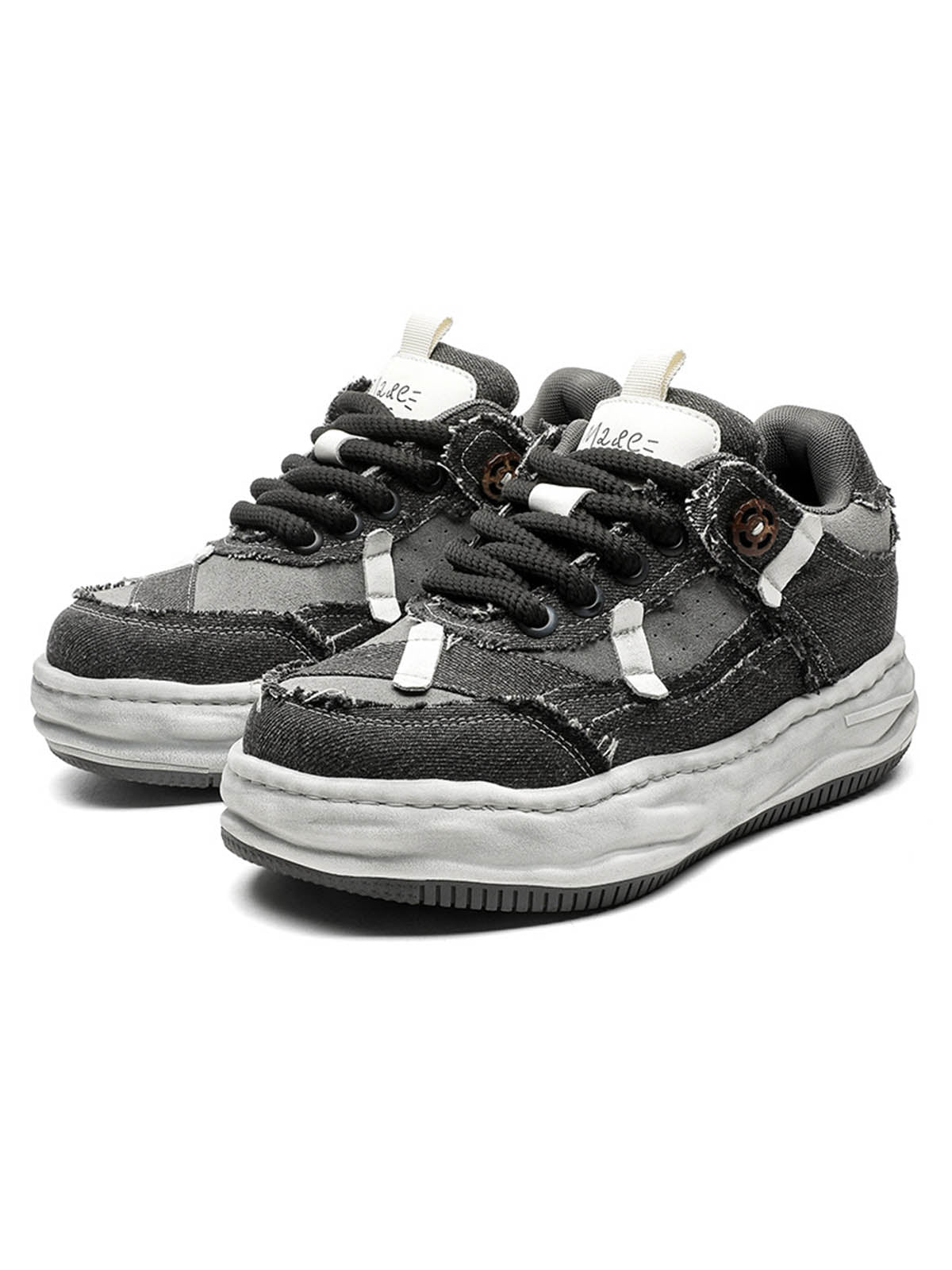 Distressed Deconstructed Split Whisker Platform Sneakers