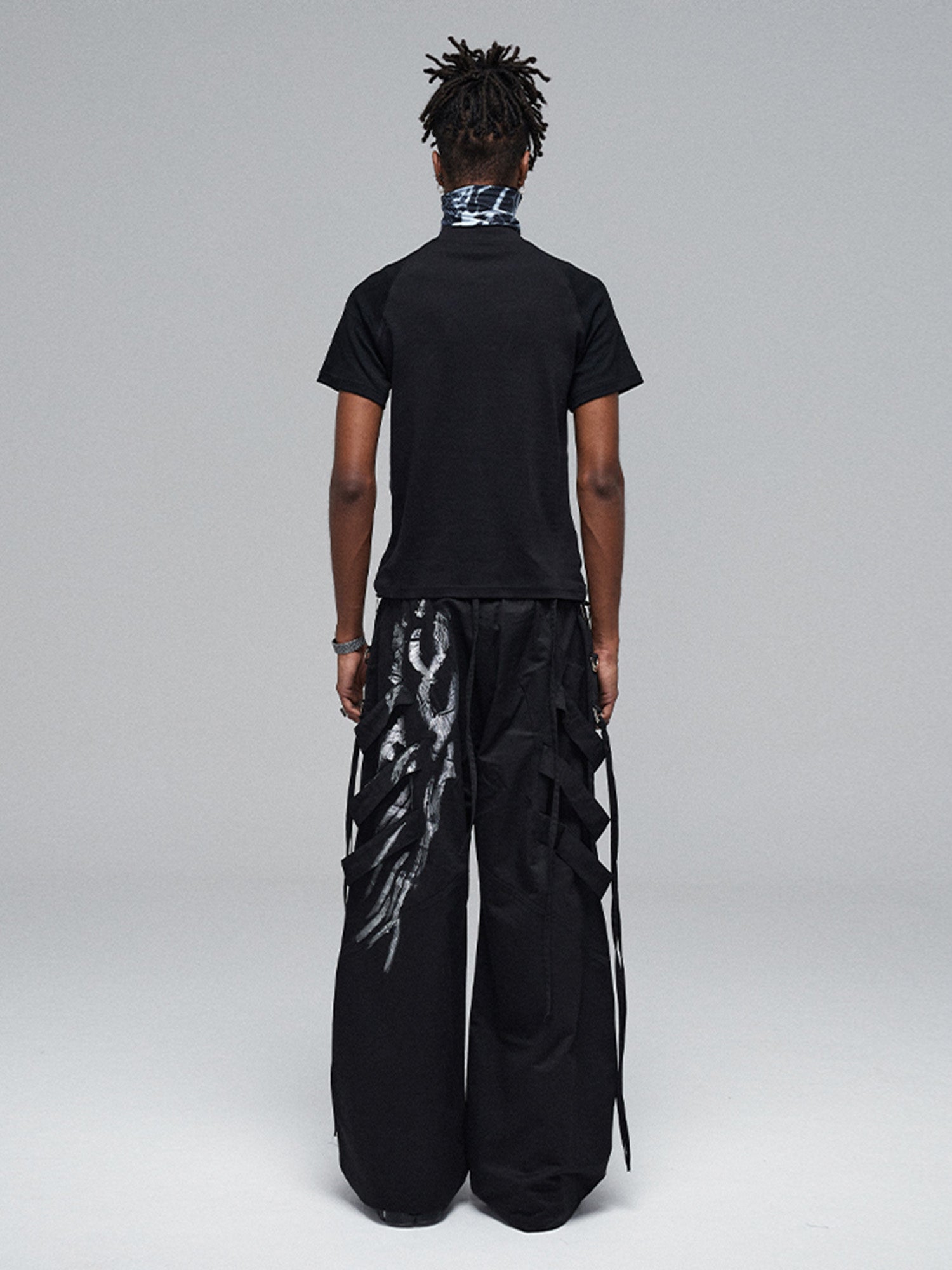 Deconstructed Brushed Silver Ribbon Drawstring Pants | Thesupermade®