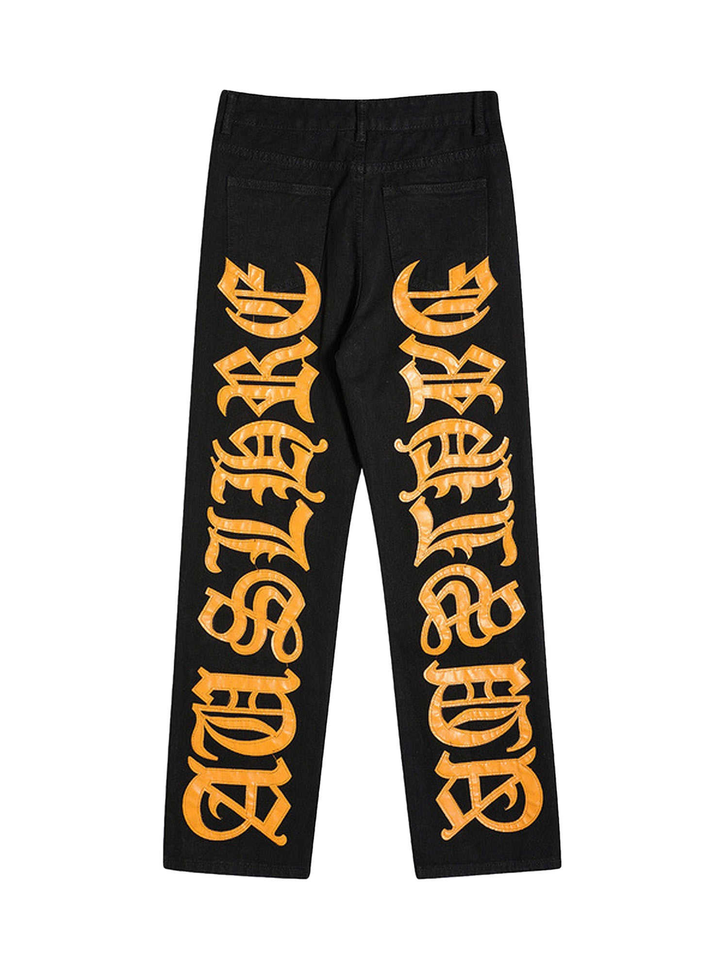 Burning Text Embroidered Letters Jeans | Thesupermade®