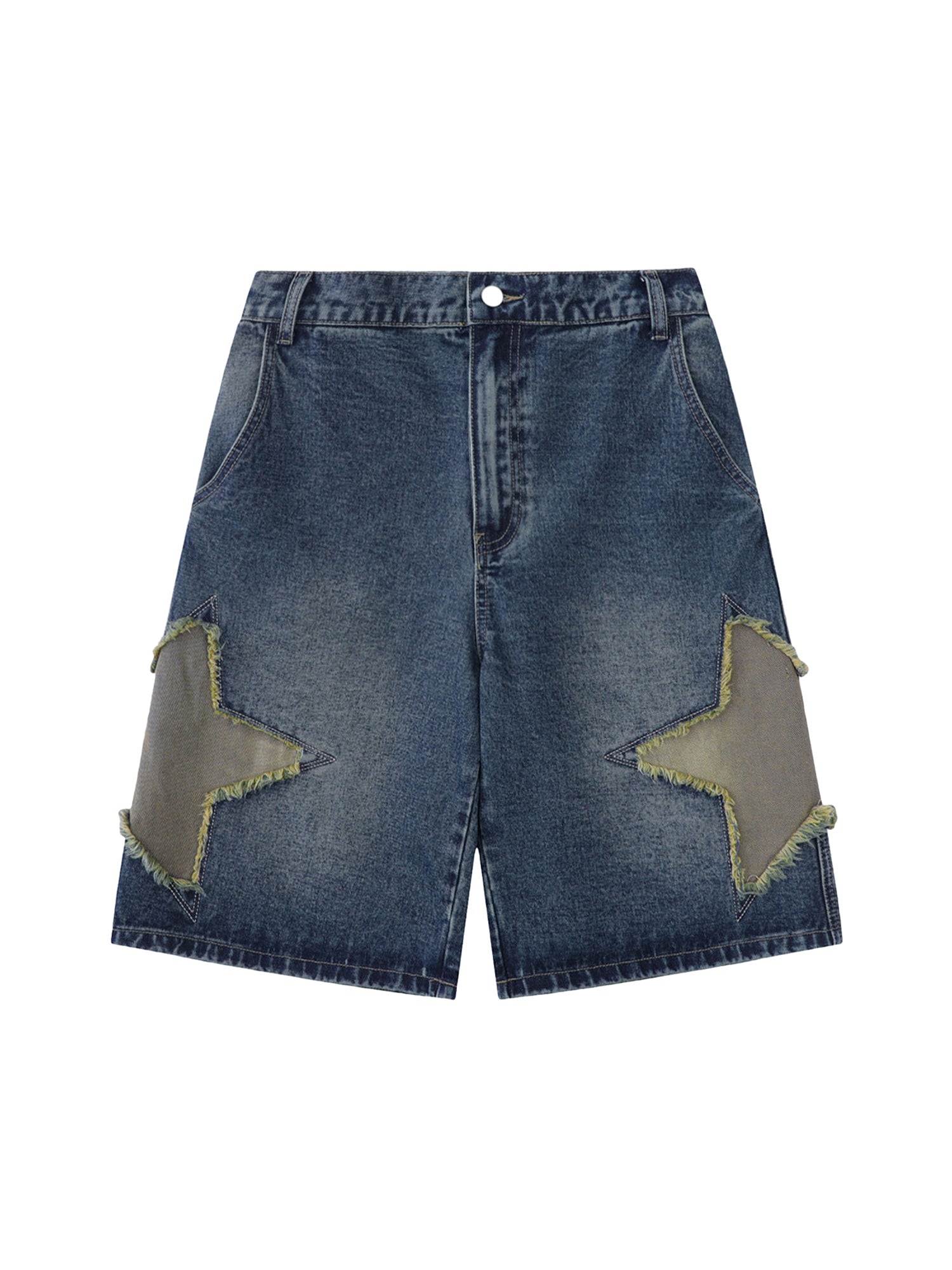 Street Patchwork Star Embroidered Denim Shorts | Thesupermade®