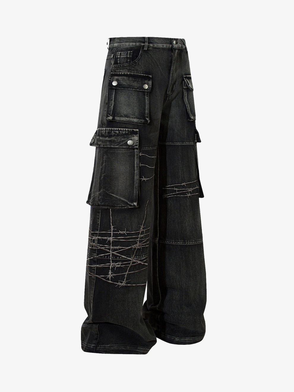 High Street Embroidery Wide Leg Hip-Hop Jeans | Thesupermade®