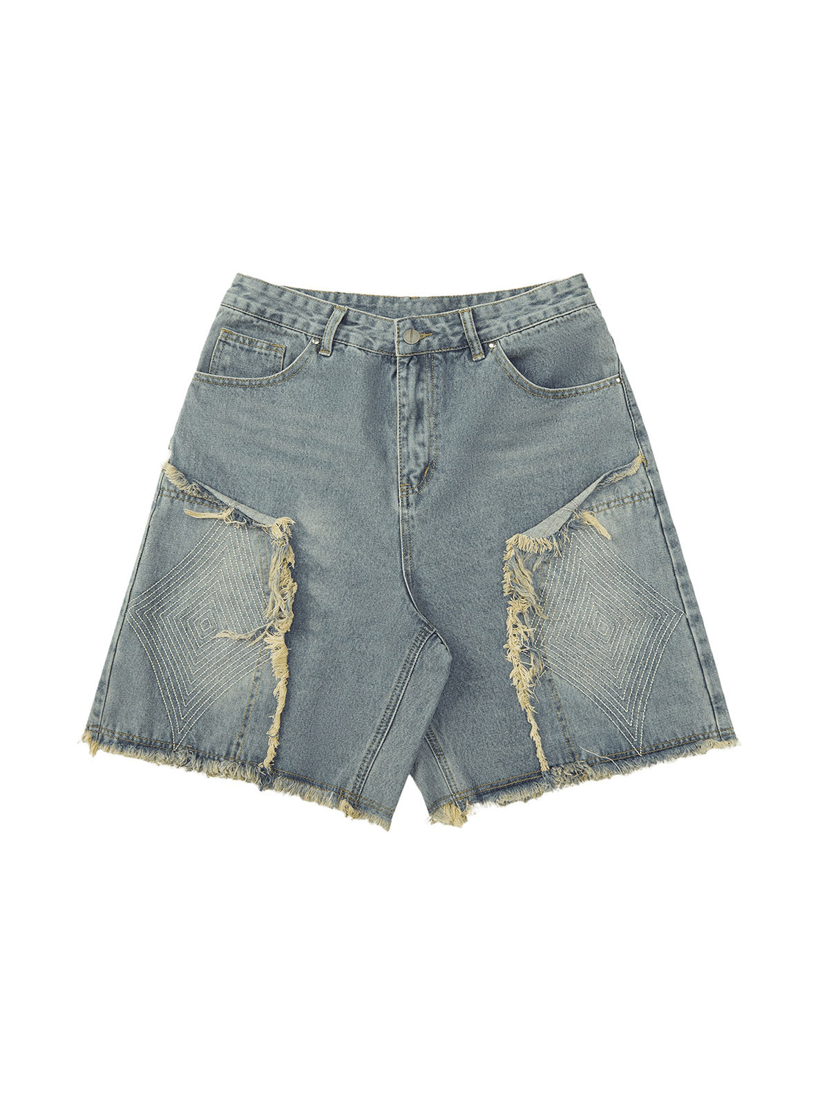 Retro Stitching Diamonds Embroidery Shorts | Thesupermade®